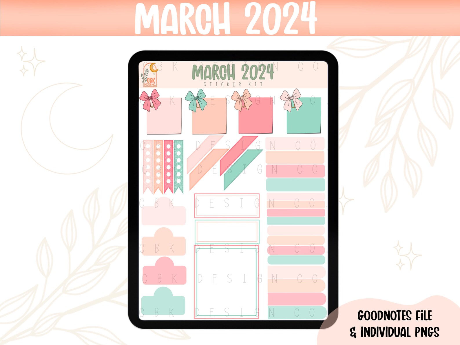 March Digital Sticker Kit 2024 Goodnotes Files & Pngs Digital Planner ...