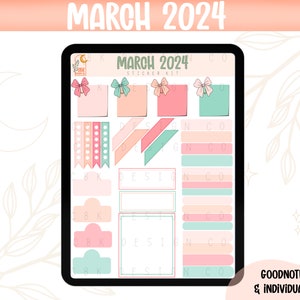 March Digital Sticker Kit 2024- Goodnotes Files & Pngs- Digital Planner ...