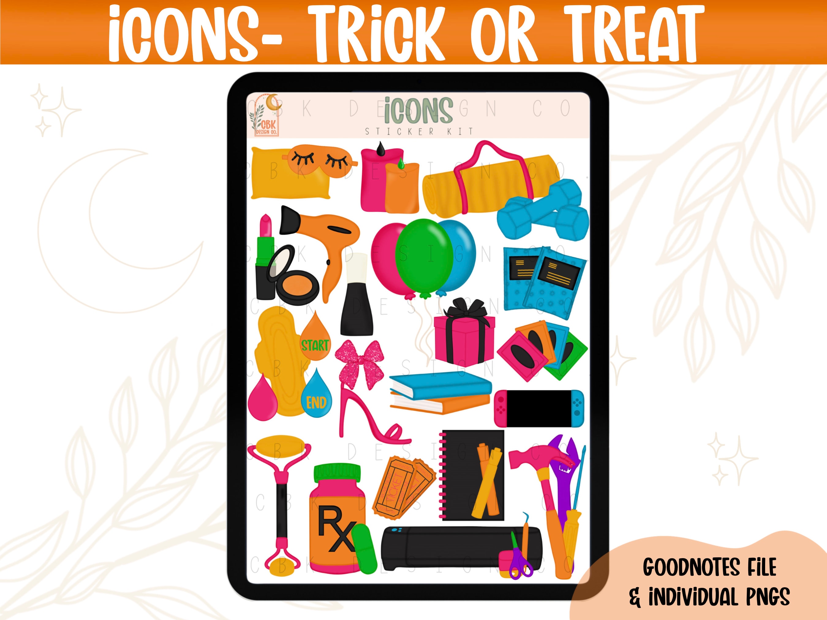 Digital Sticker Kit| Everyday Icons- October Trick or Treat| Goodnotes ...