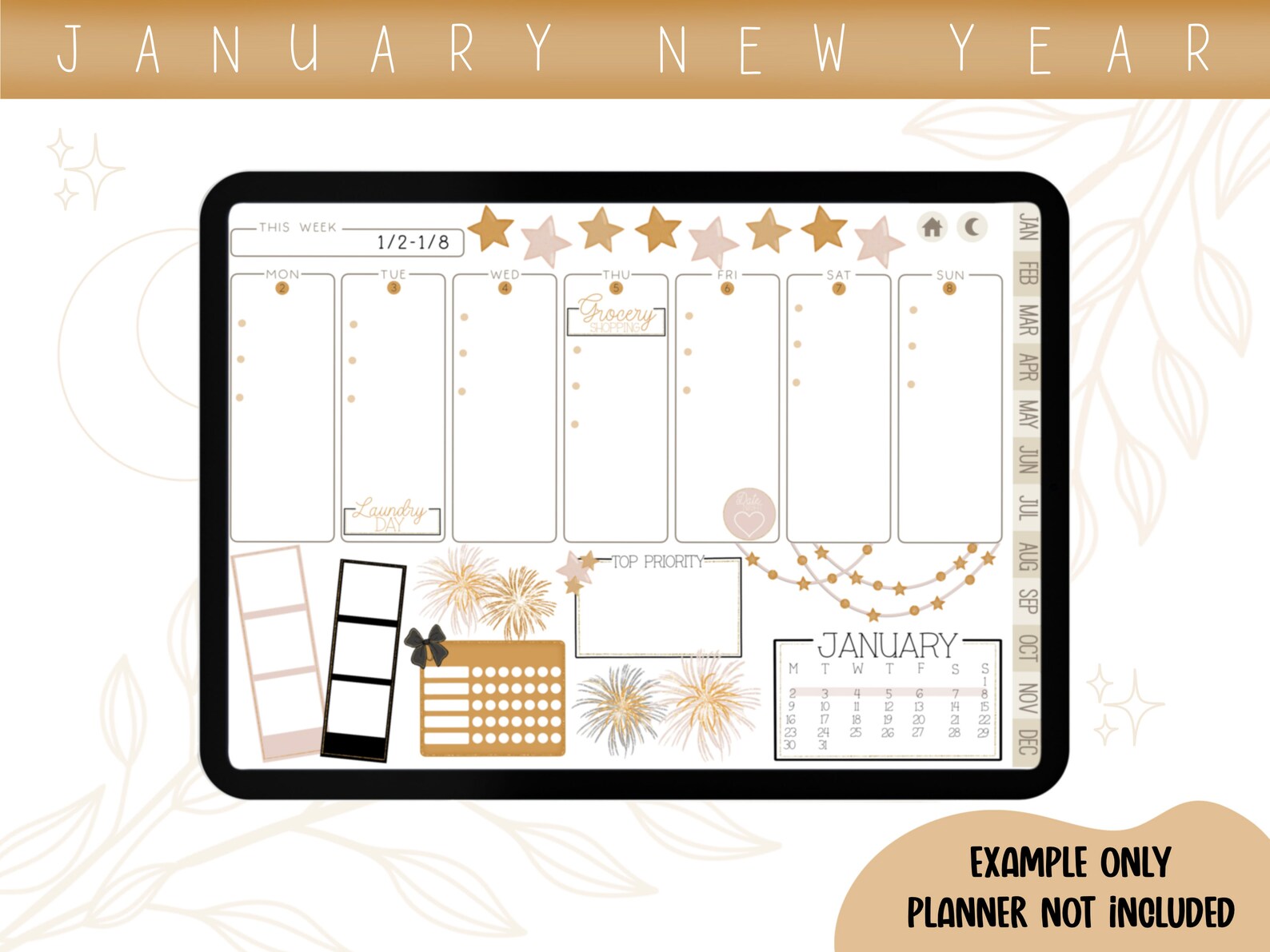 January Digital Sticker Kit- New Year 2023- Goodnotes Files & Pngs ...