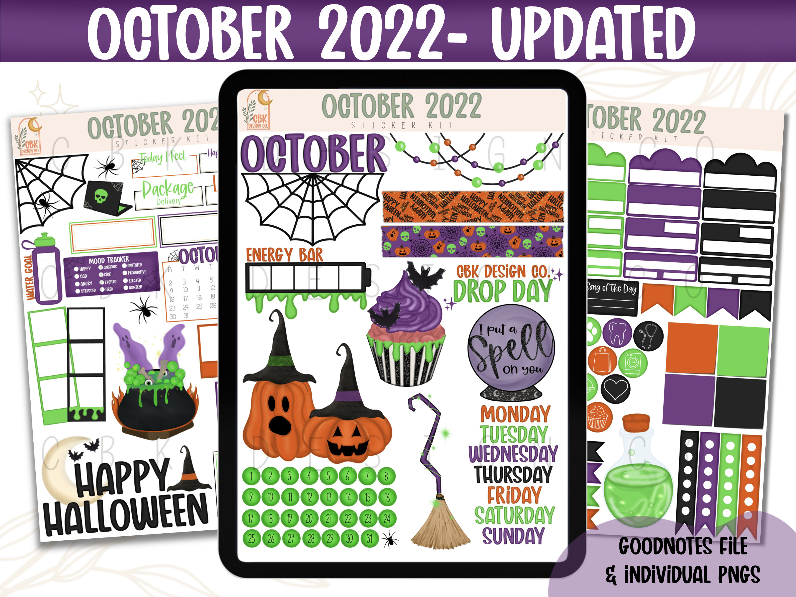 October Digital Sticker Kit Updated 2022 Goodnotes Files & Pngs Digital ...