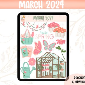 March Digital Sticker Kit 2024- Goodnotes Files & Pngs- Digital Planner ...