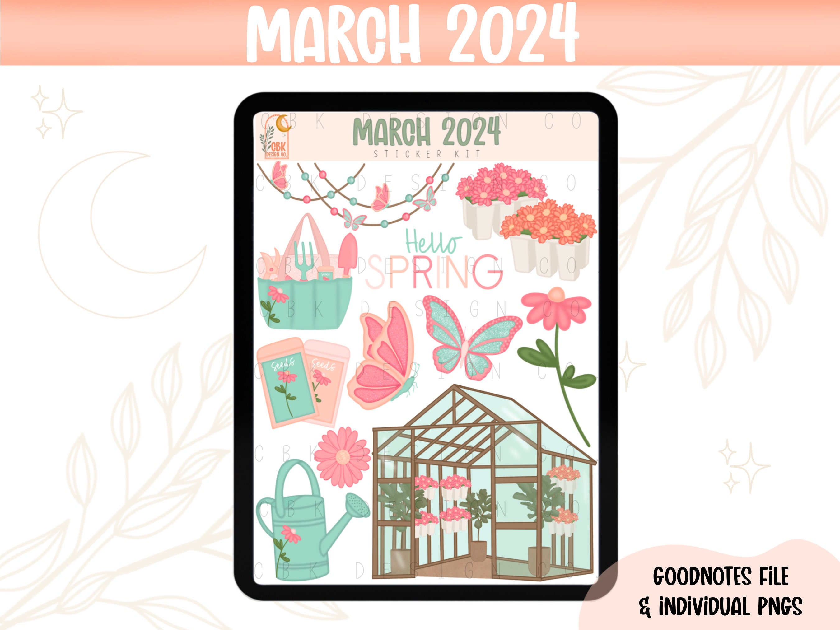 March Digital Sticker Kit 2024 Goodnotes Files & Pngs Digital Planner ...