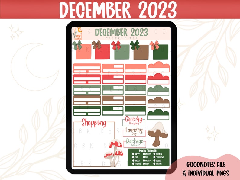 December 2023-digital Sticker Kit- Goodnotes Files & Pngs- Digital ...