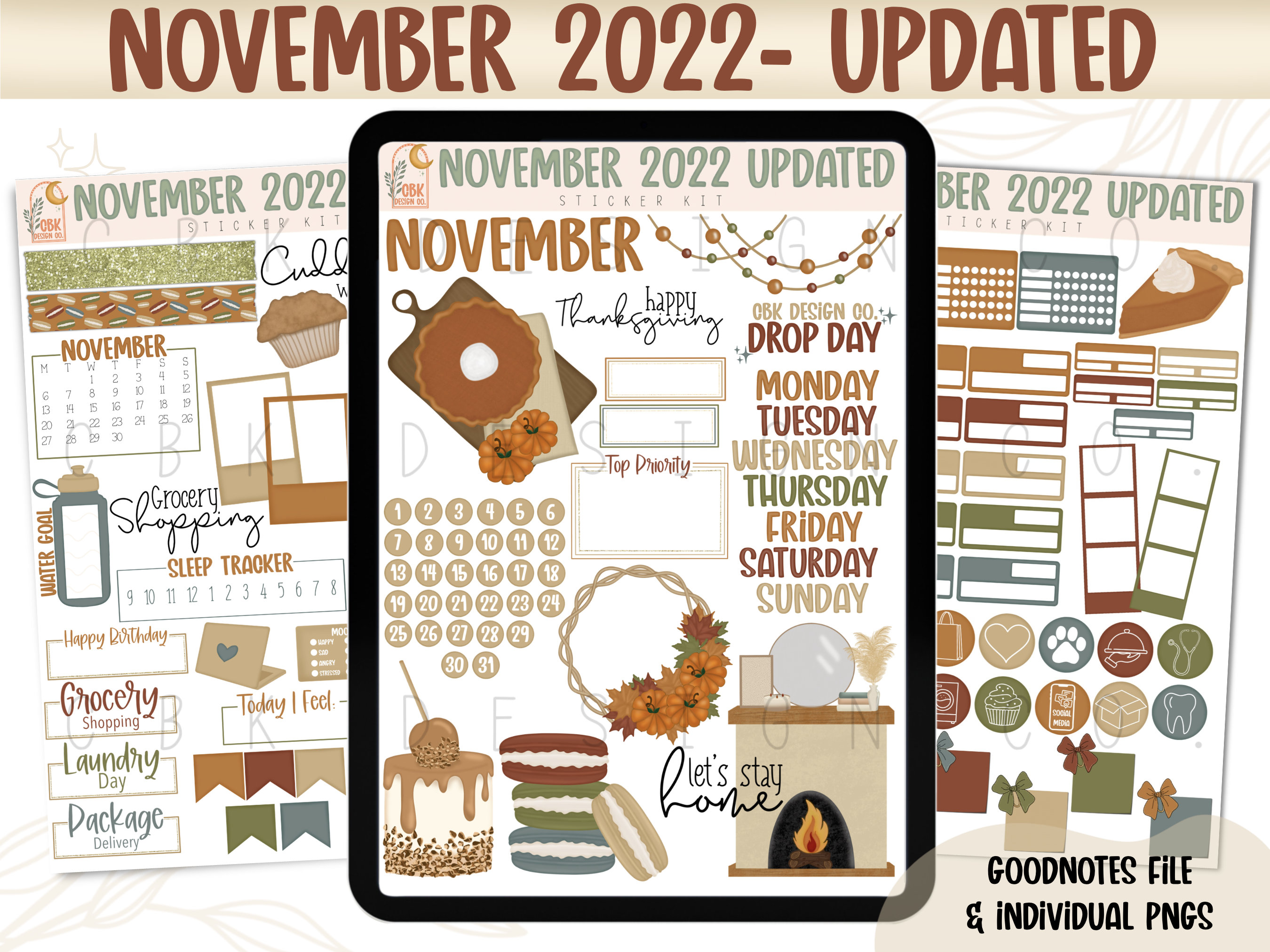 November Digital Sticker Kit- Updated 2023 - Goodnotes Files & Pngs ...