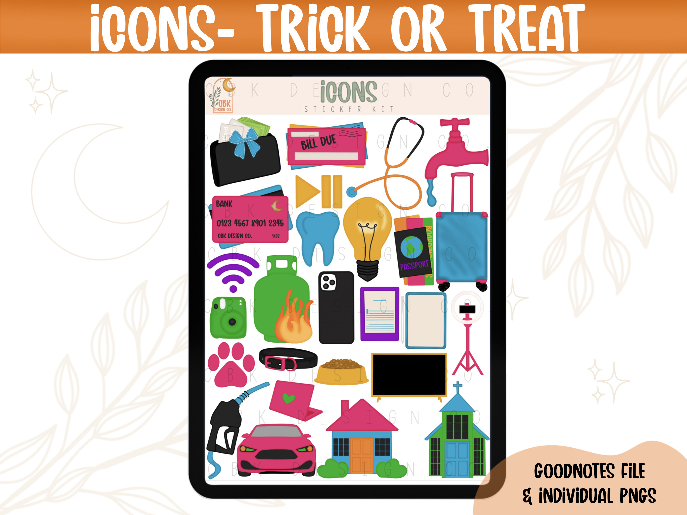 Digital Sticker Kit| Everyday Icons- October Trick or Treat| Goodnotes ...