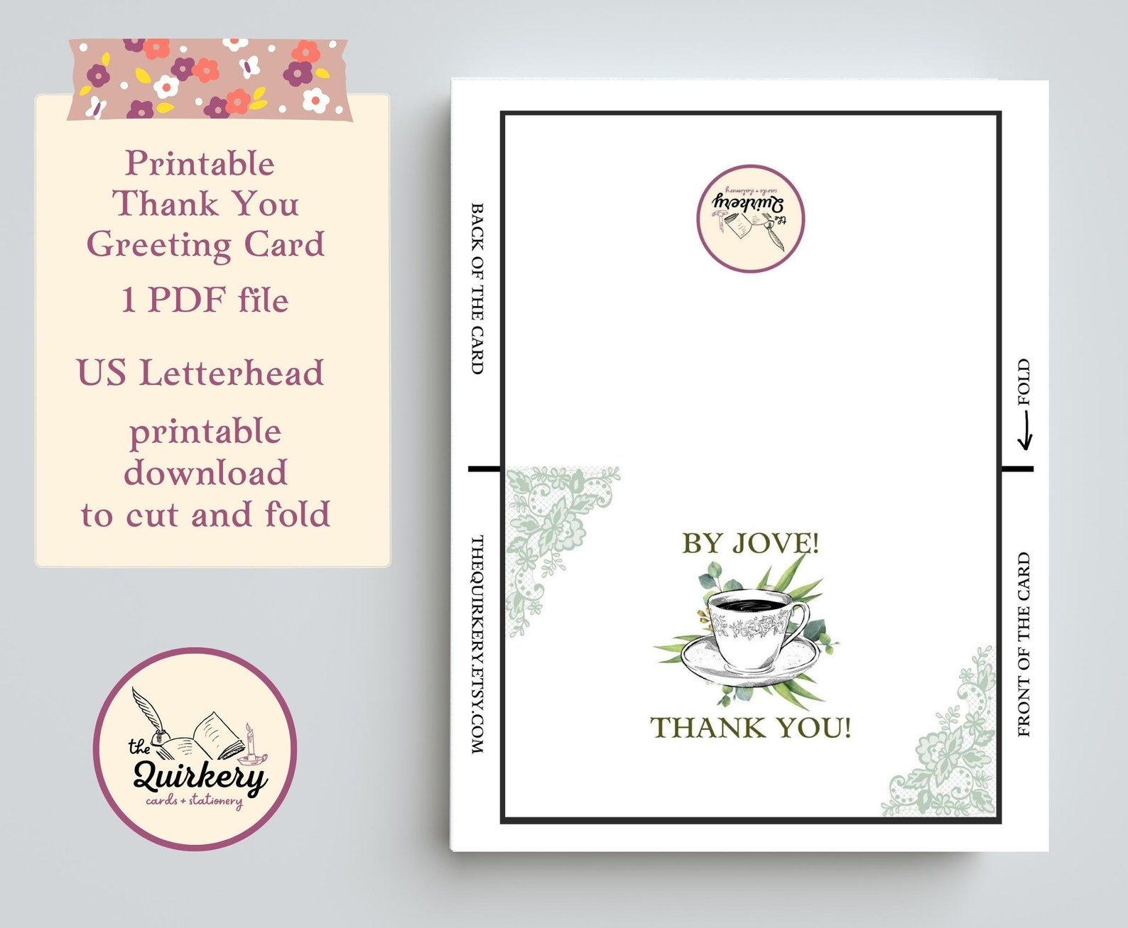 Quirky Victorian Thank You Greeting Card Printable - Etsy