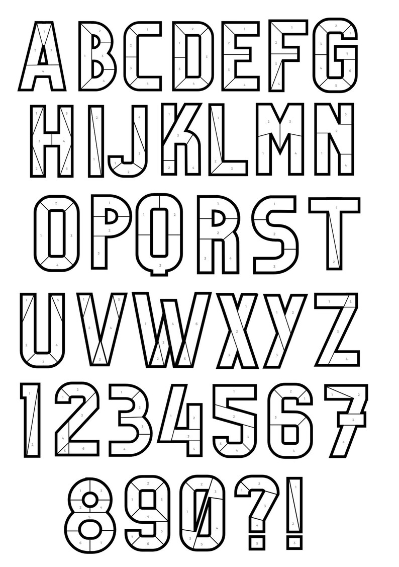 Digital Simple Letters and Numbers Stained Glass Patterns, Letters and ...