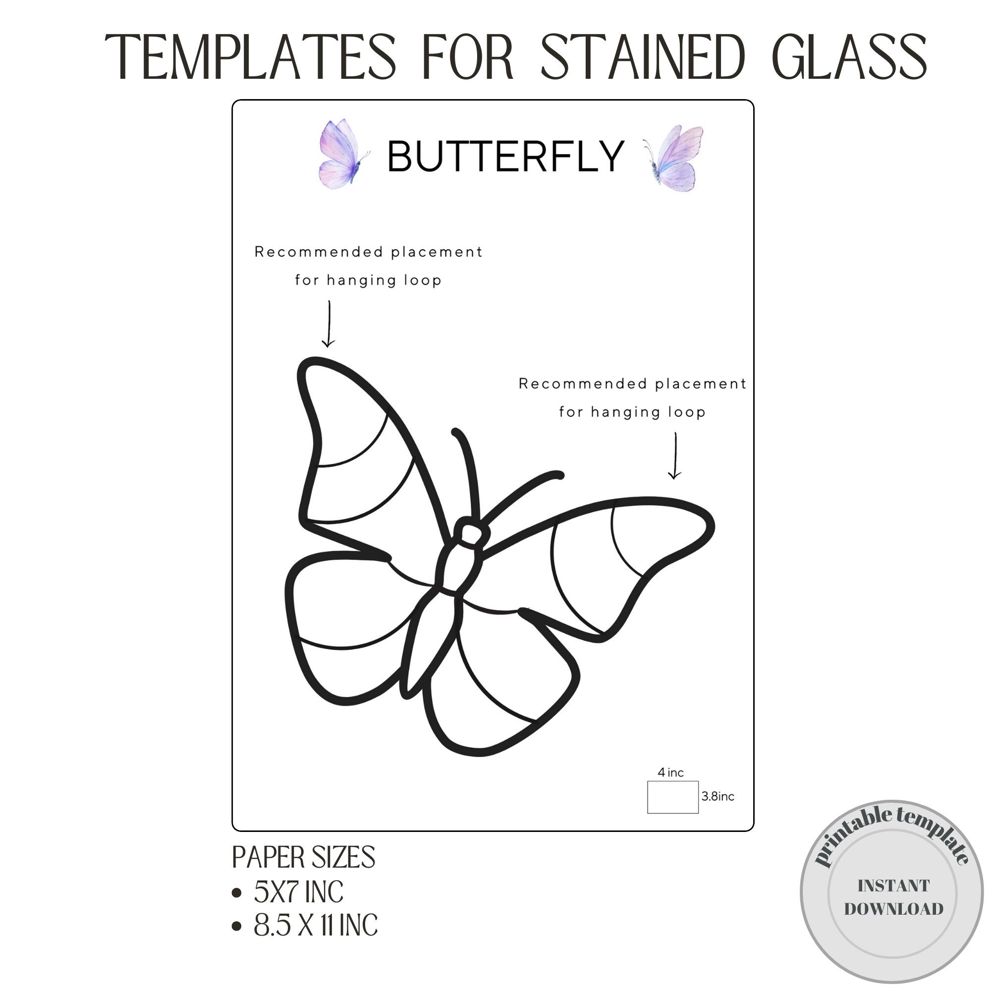 Butterfly Stained Glass Patterns, Butterfly Suncatcher Vitray Template ...