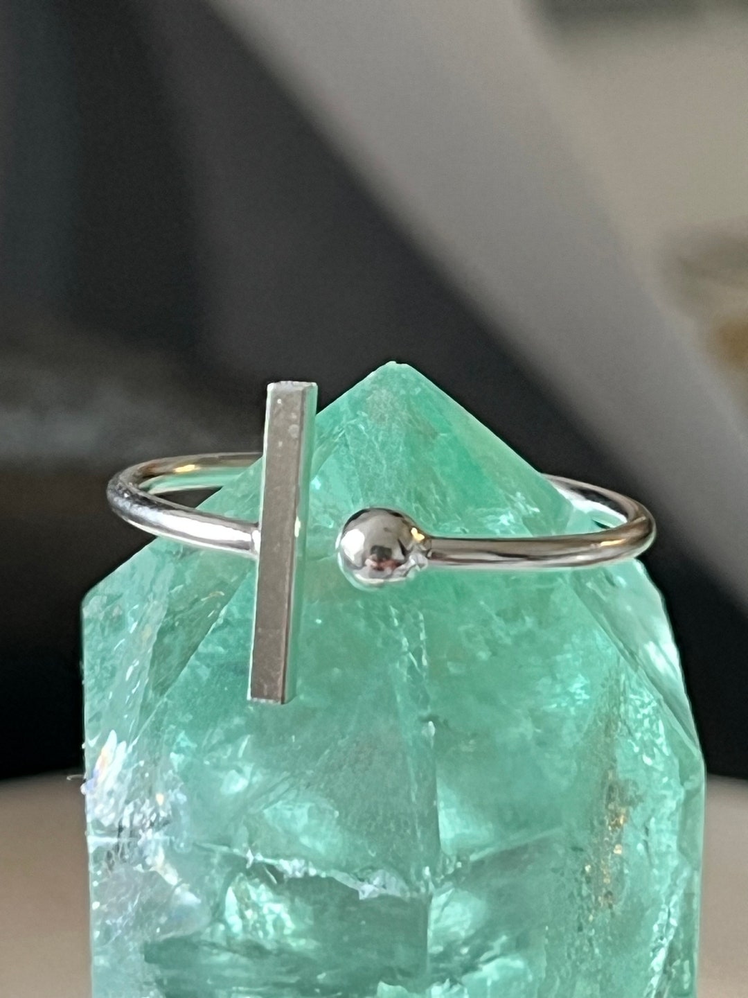 Sterling Silver Adjustable Ball and Bar Ring - Etsy