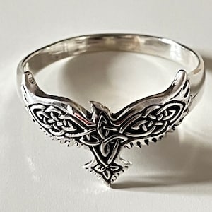 Sterling Silver Celtic Raven Ring - Etsy UK