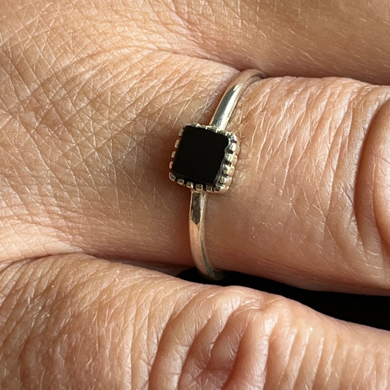 Silver and Onyx Ring - Etsy