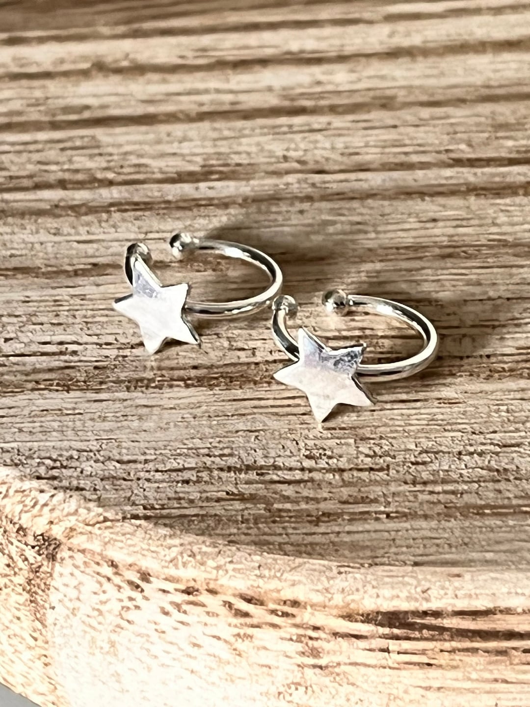 Pair of Sterling Silver Star Ear Cuffs - Etsy