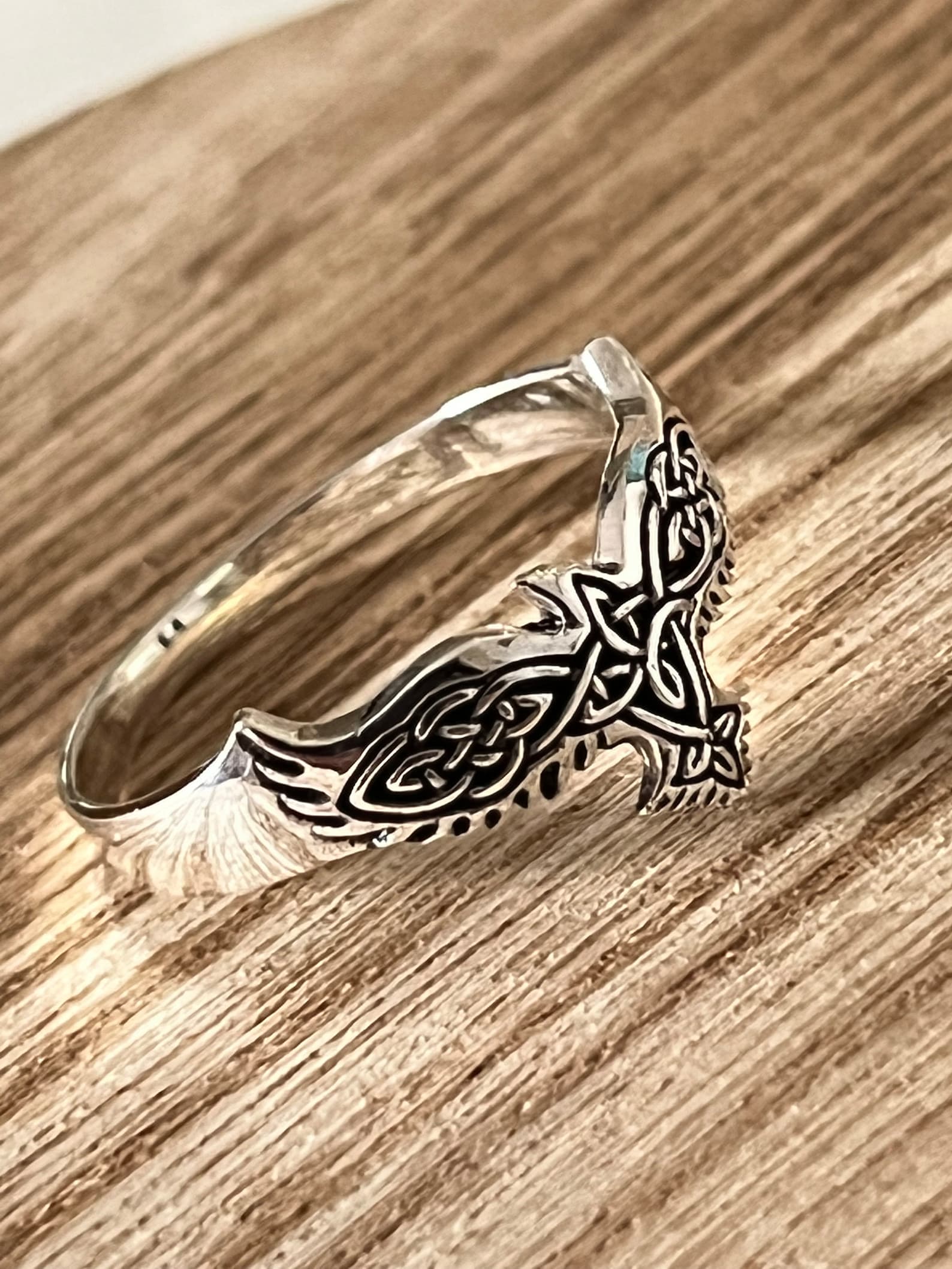 Sterling Silver Celtic Raven Ring - Etsy