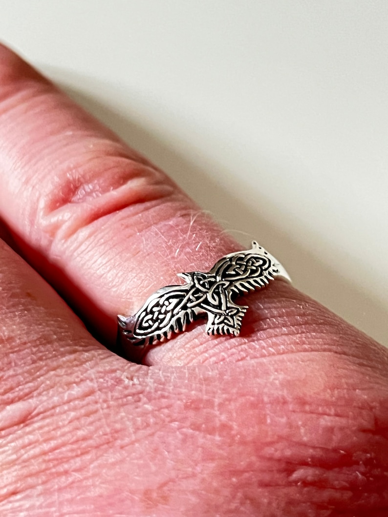 Sterling Silver Celtic Raven Ring - Etsy