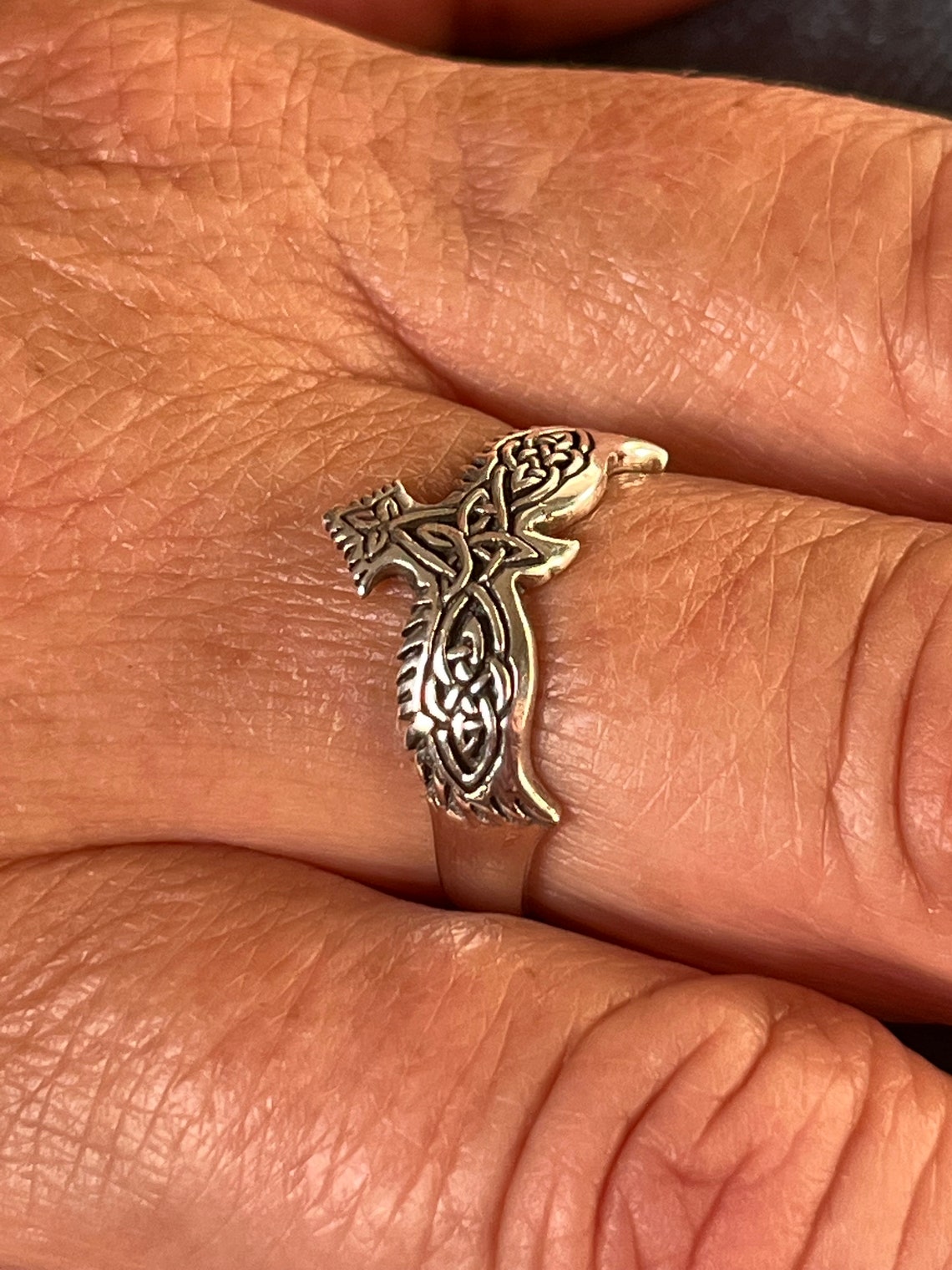 Sterling Silver Celtic Raven Ring - Etsy