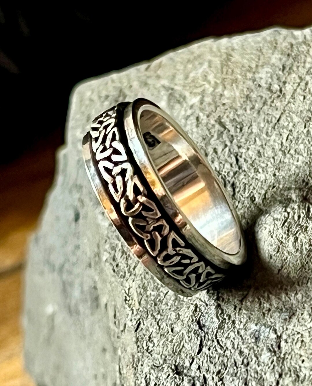 Sterling Silver Celtic Trinity Spinner Band - Etsy