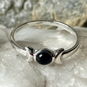 Sterling Silver Triple Moon Ring With Onyx - Etsy