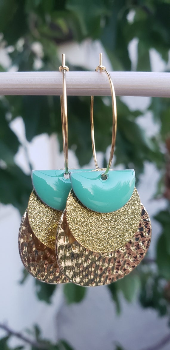 Half-round Golden Fancy Creole Earrings - Etsy