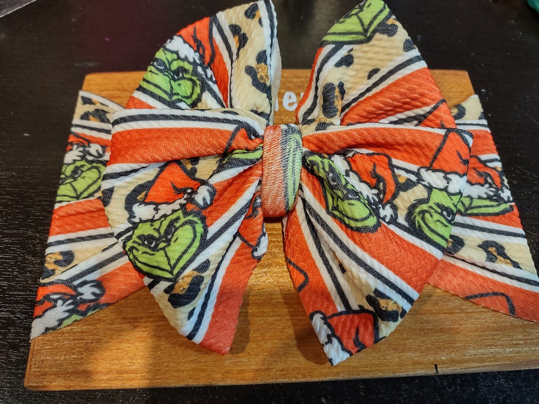 The Grinch Leopard Print Messy Bow Headwrap - Etsy