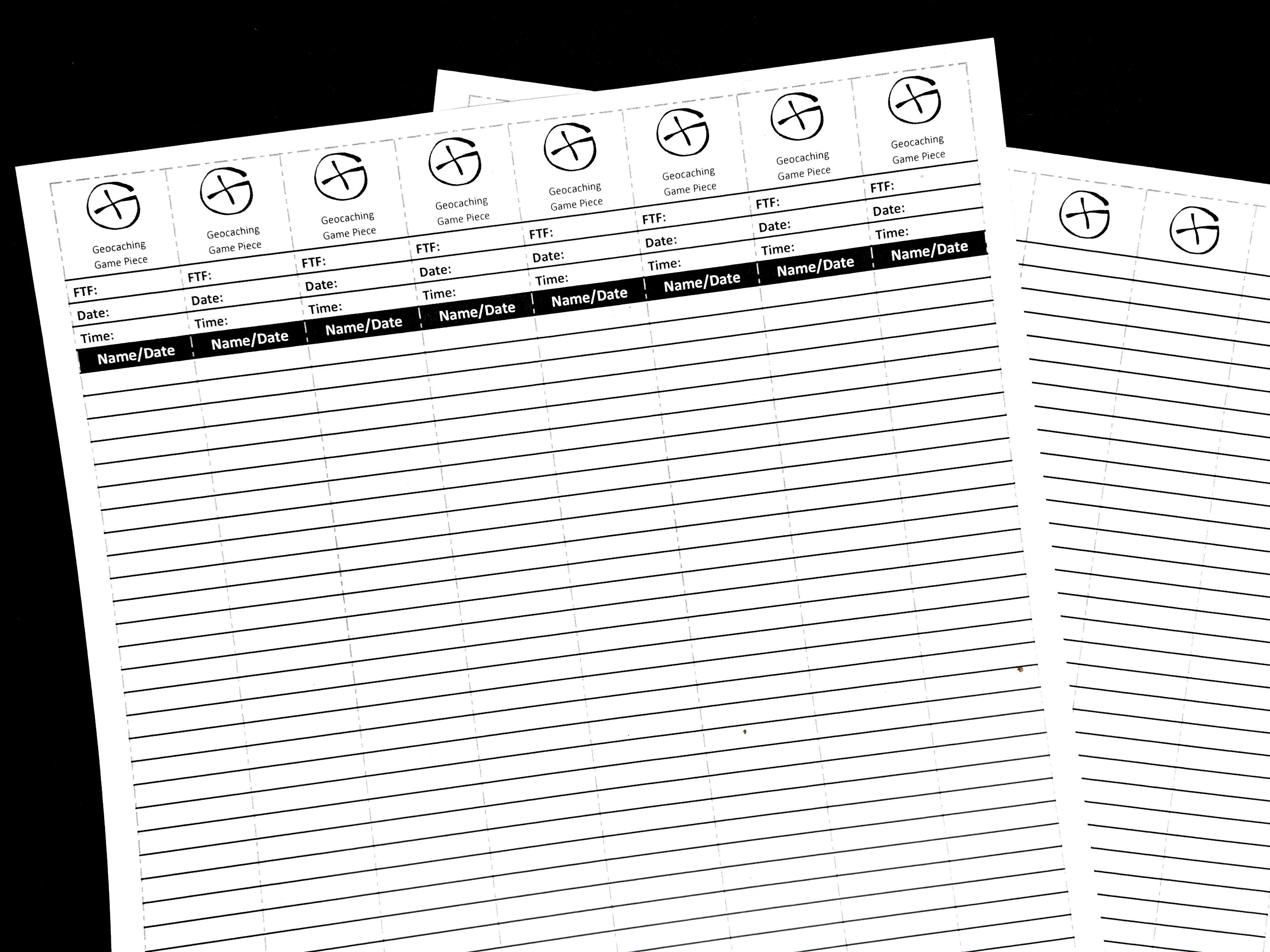 Geocaching, Geocache Log Sheets, Rite in the Rain Logs, Geocache ...