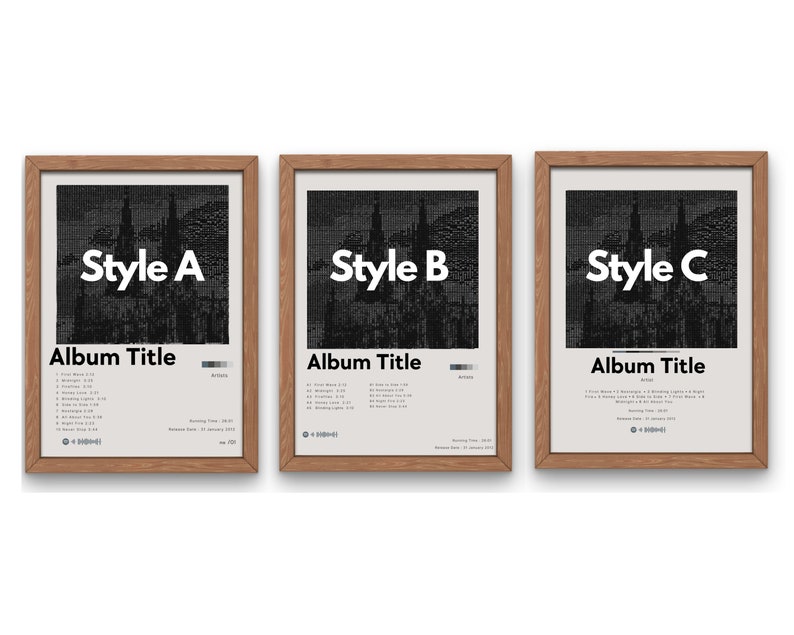 Custom Album Cover Prints | Set of Three | Music Posters | Digital ...