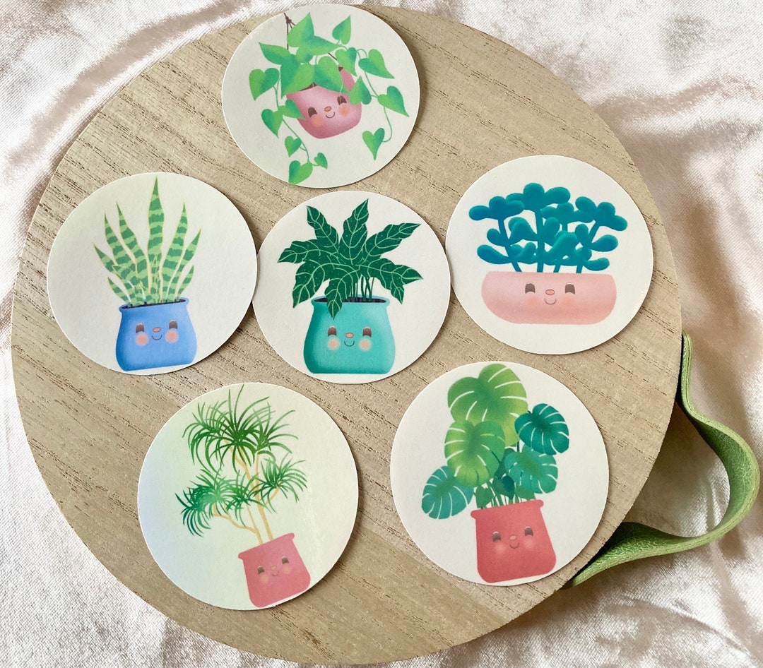 Plant Cuties 2.5” Circle Stickers, Cute Plant Stickers, Small Cute ...