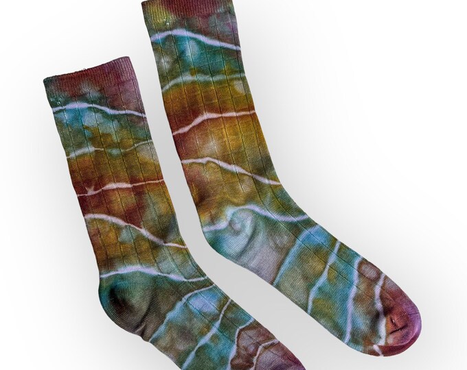 Ice Dye Bamboo Crew Socks: Rose, Gold & Green Geode Tie Dye - Etsy