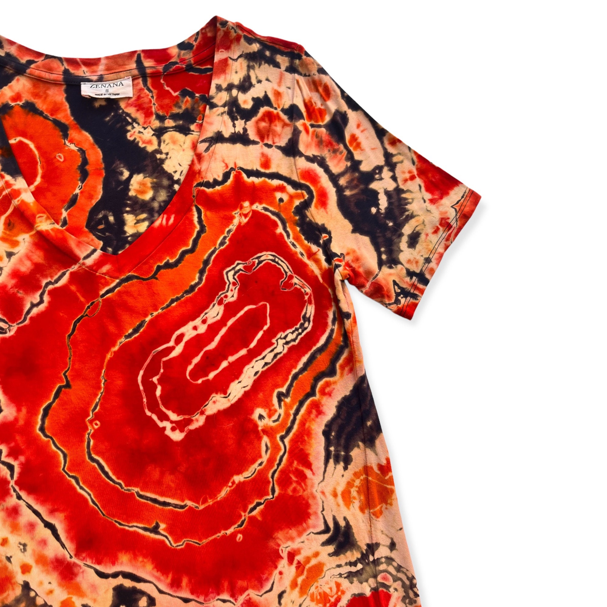 Geode Tie Dye Oversized Shirt, Womens Size Small, Red Orange & Blue ...