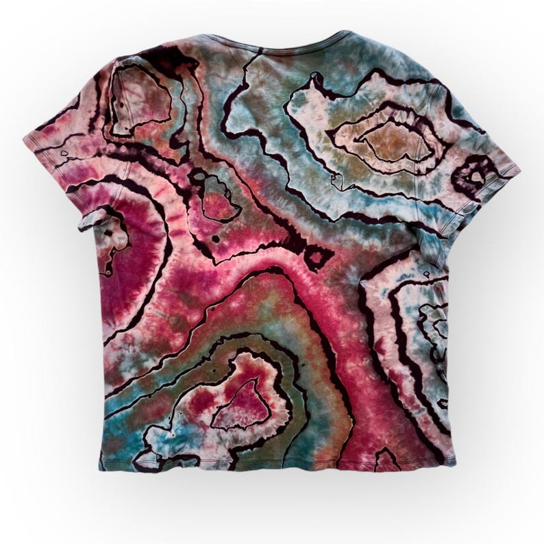 XL Geode Tie Dye T-shirt, Earthy Red & Teal Blue Geode Ice Dye Shirt ...