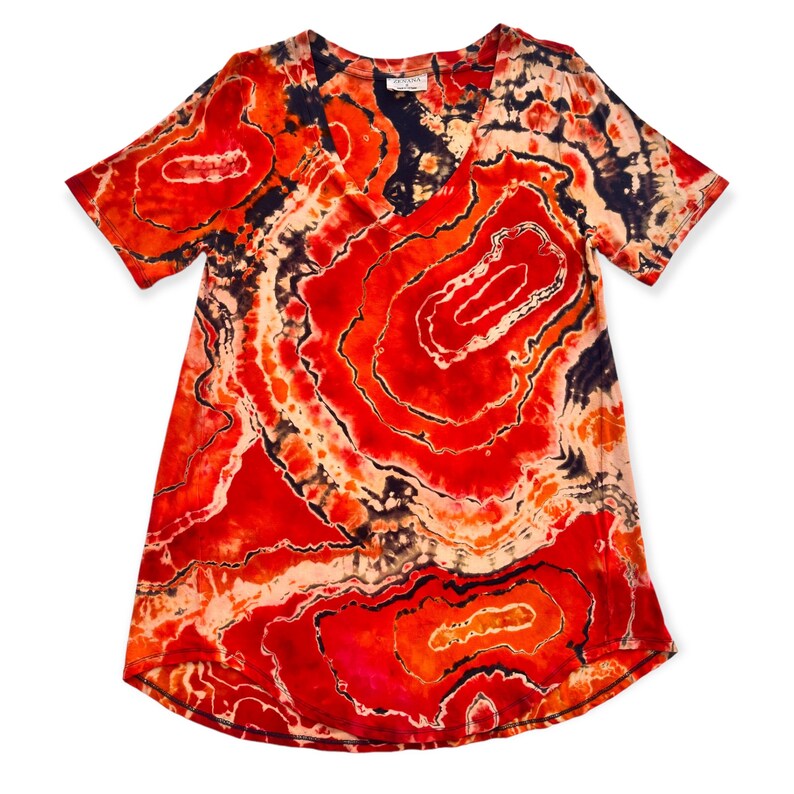 Geode Tie Dye Oversized Shirt, Womens Size Small, Red Orange & Blue ...