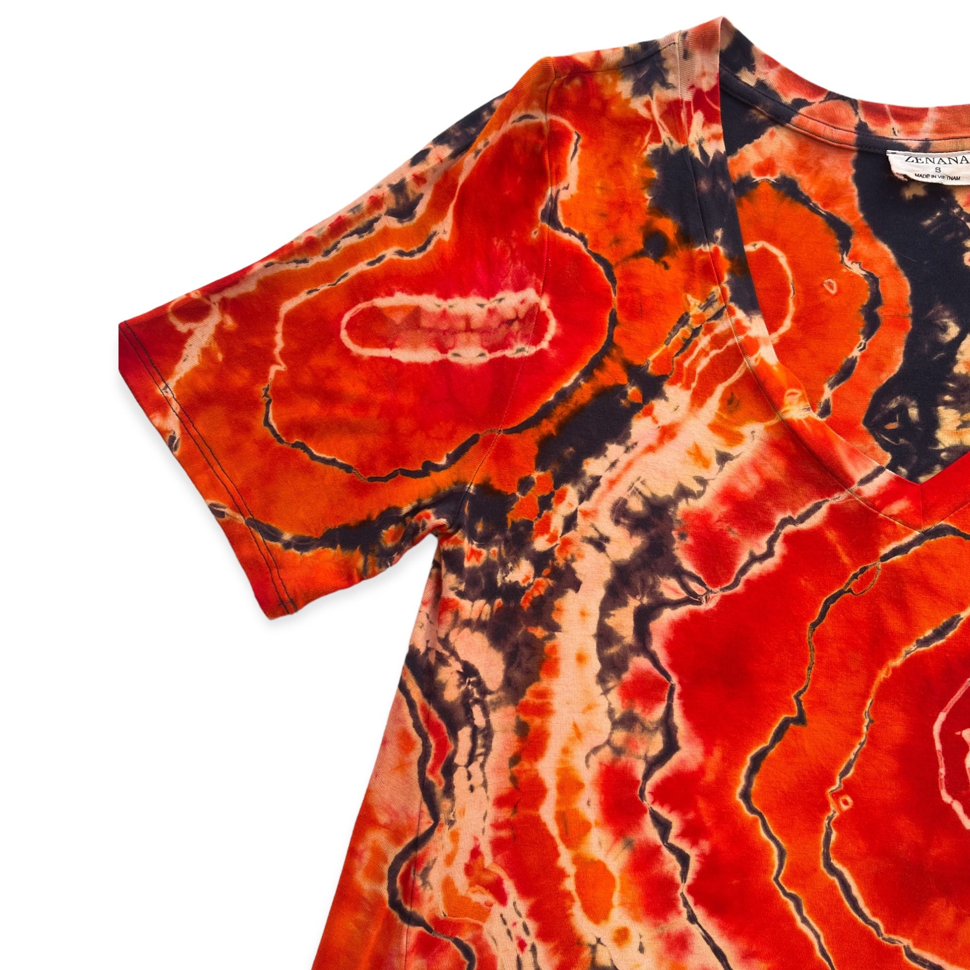 Geode Tie Dye Oversized Shirt, Womens Size Small, Red Orange & Blue ...