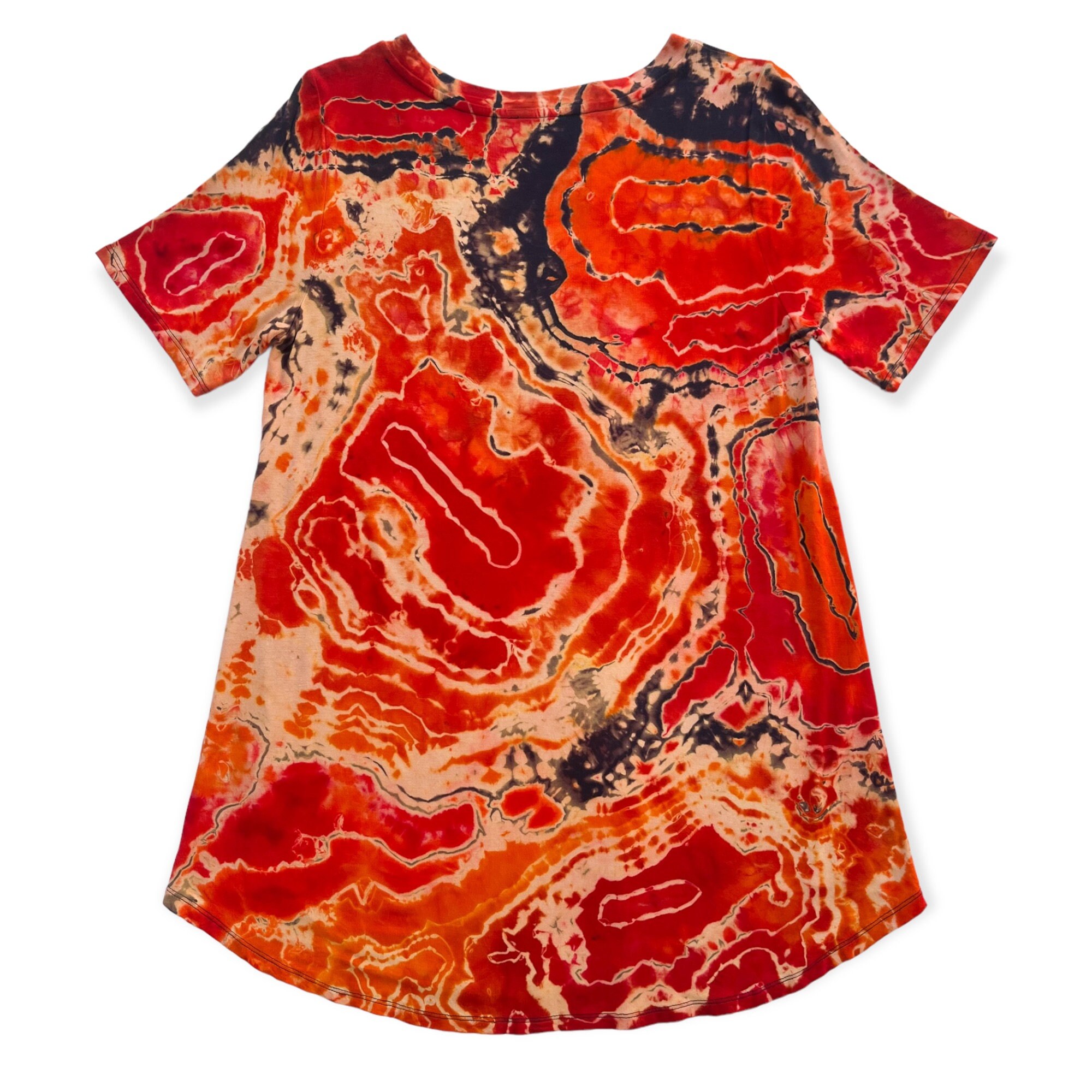 Geode Tie Dye Oversized Shirt, Womens Size Small, Red Orange & Blue ...