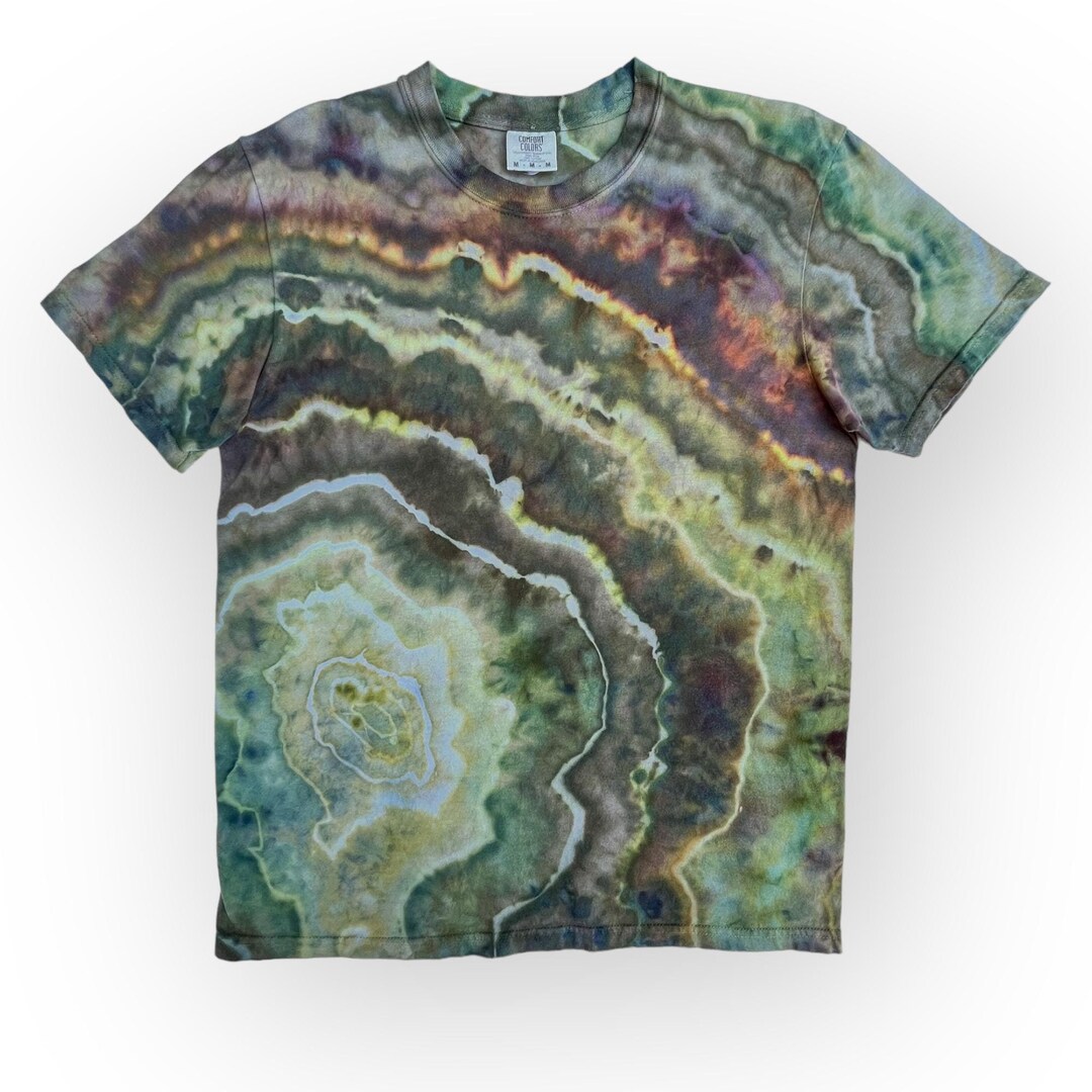 Medium Geode Tie Dye T-shirt, Earthy Brown & Moss Green Agate Ice Dye ...