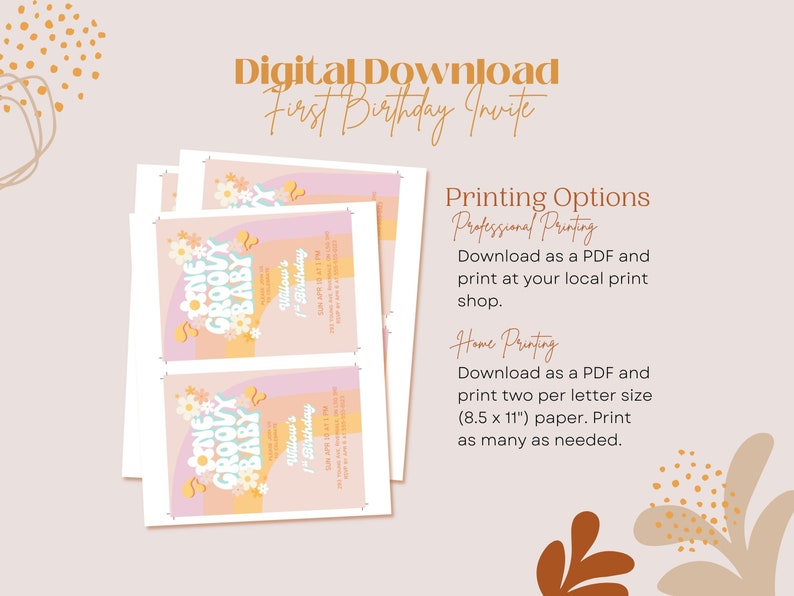 One Groovy Baby First Birthday Invitation, Retro Daisy Editable ...