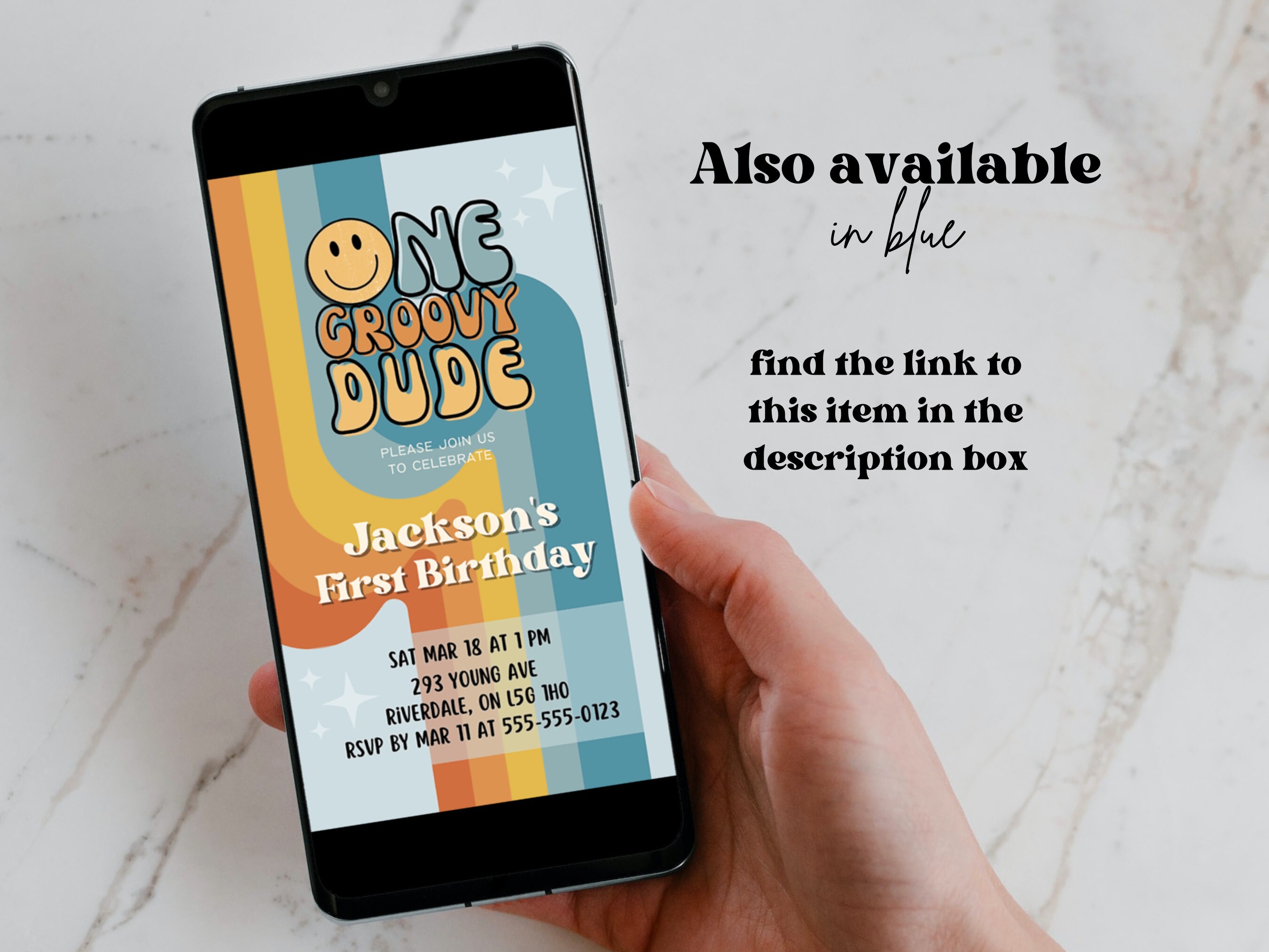 One Groovy Dude Birthday Invitation Template, Retro Smiley Face ...