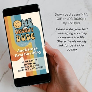 One Groovy Dude Birthday Invitation Template, Retro Smiley Face ...