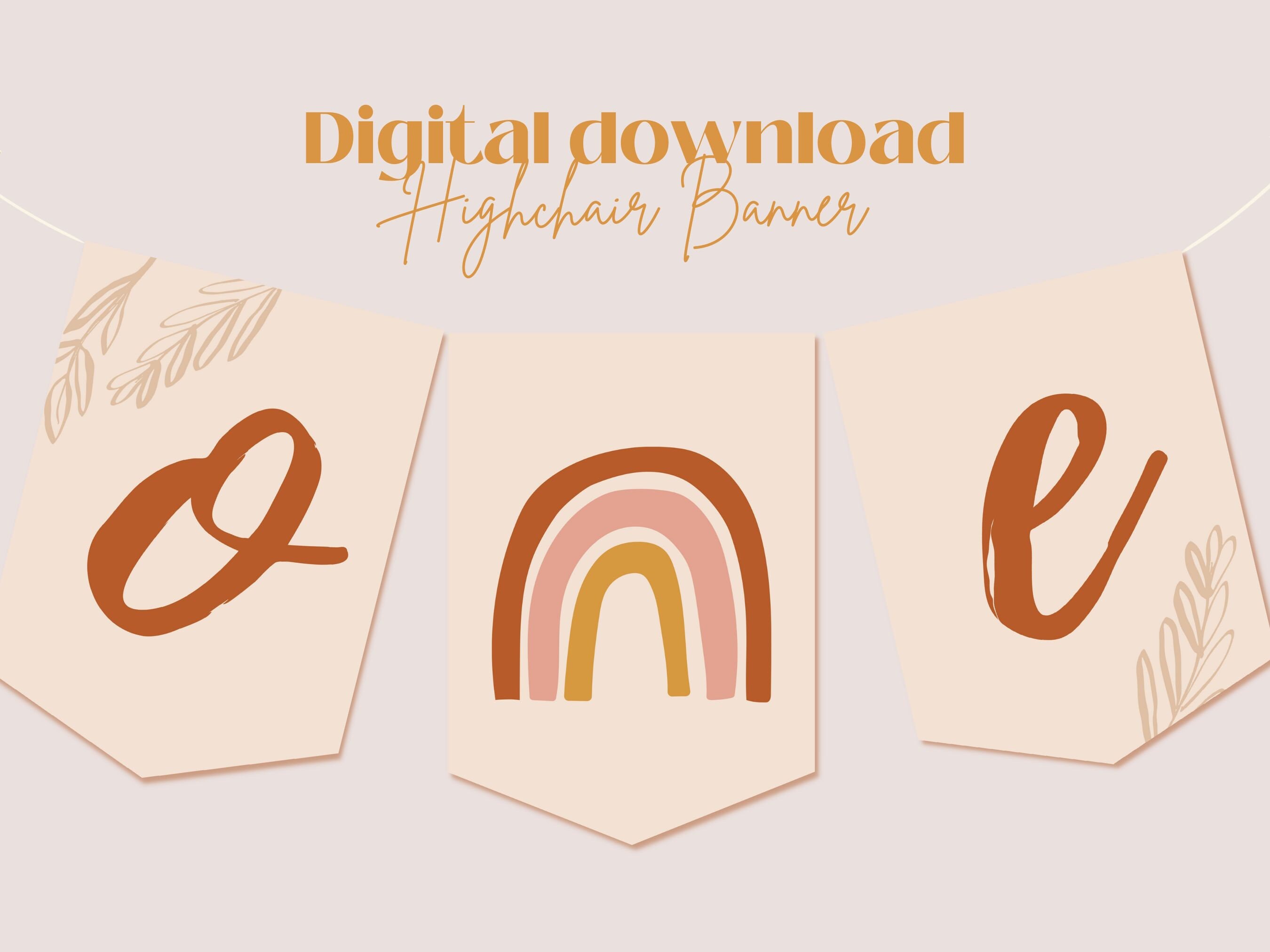 Boho Rainbow Highchair Banner Printable Number One Sign - Etsy