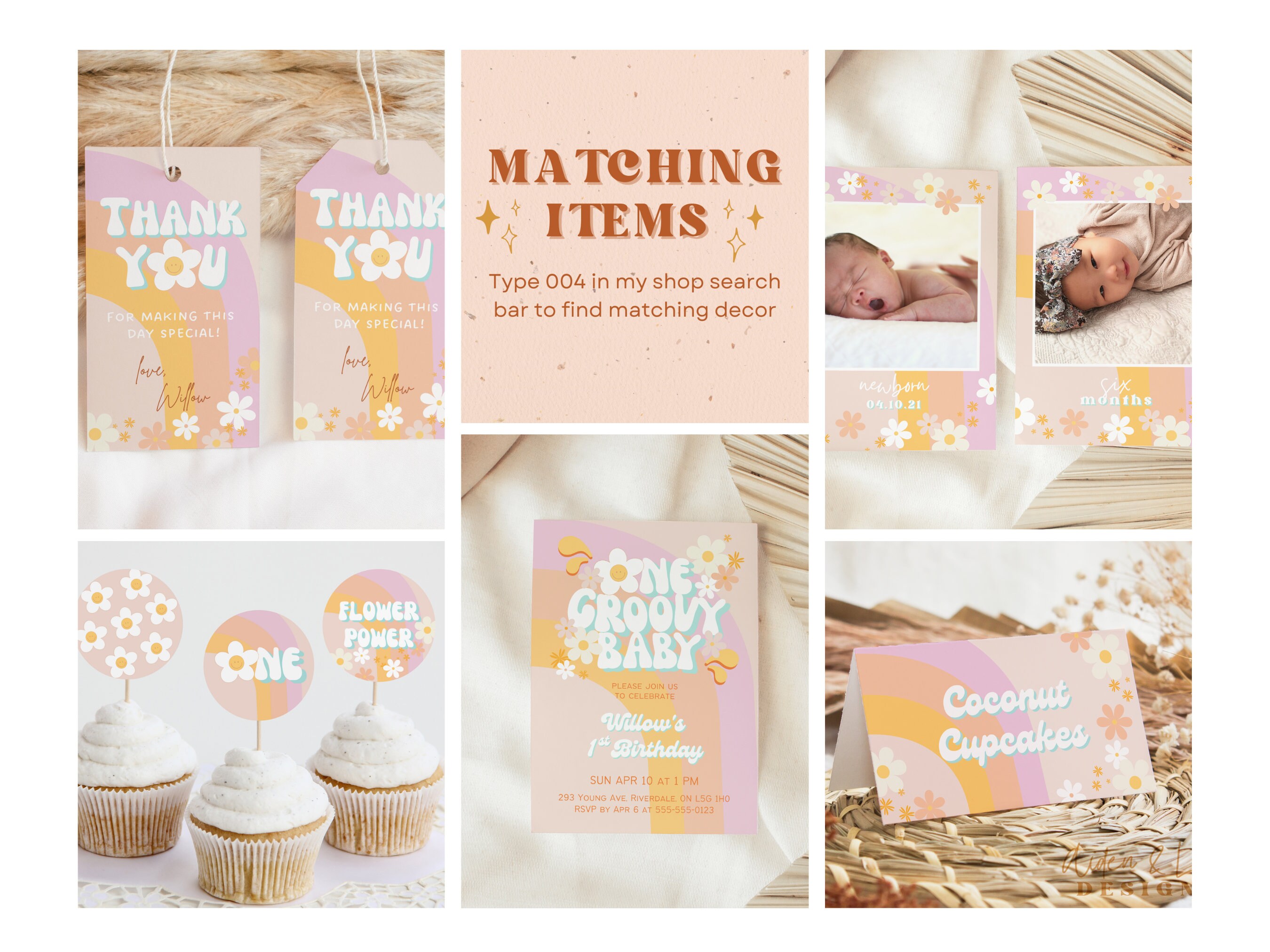 One Groovy Baby Milestones Poster, Retro Daisy Editable Template ...