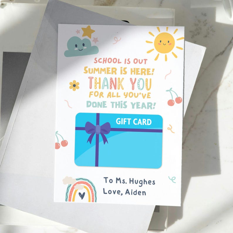 Editable Teacher Appreciation Gift Card Holder: Printable End of Year ...