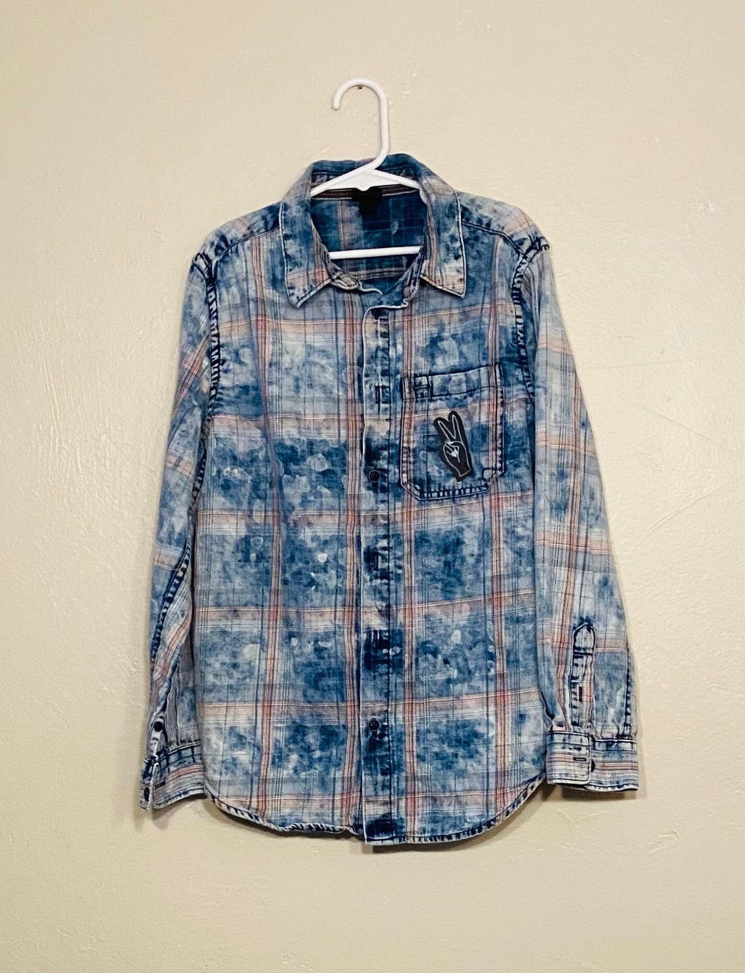 Child's Jean Shirt With Peace Signs - Etsy