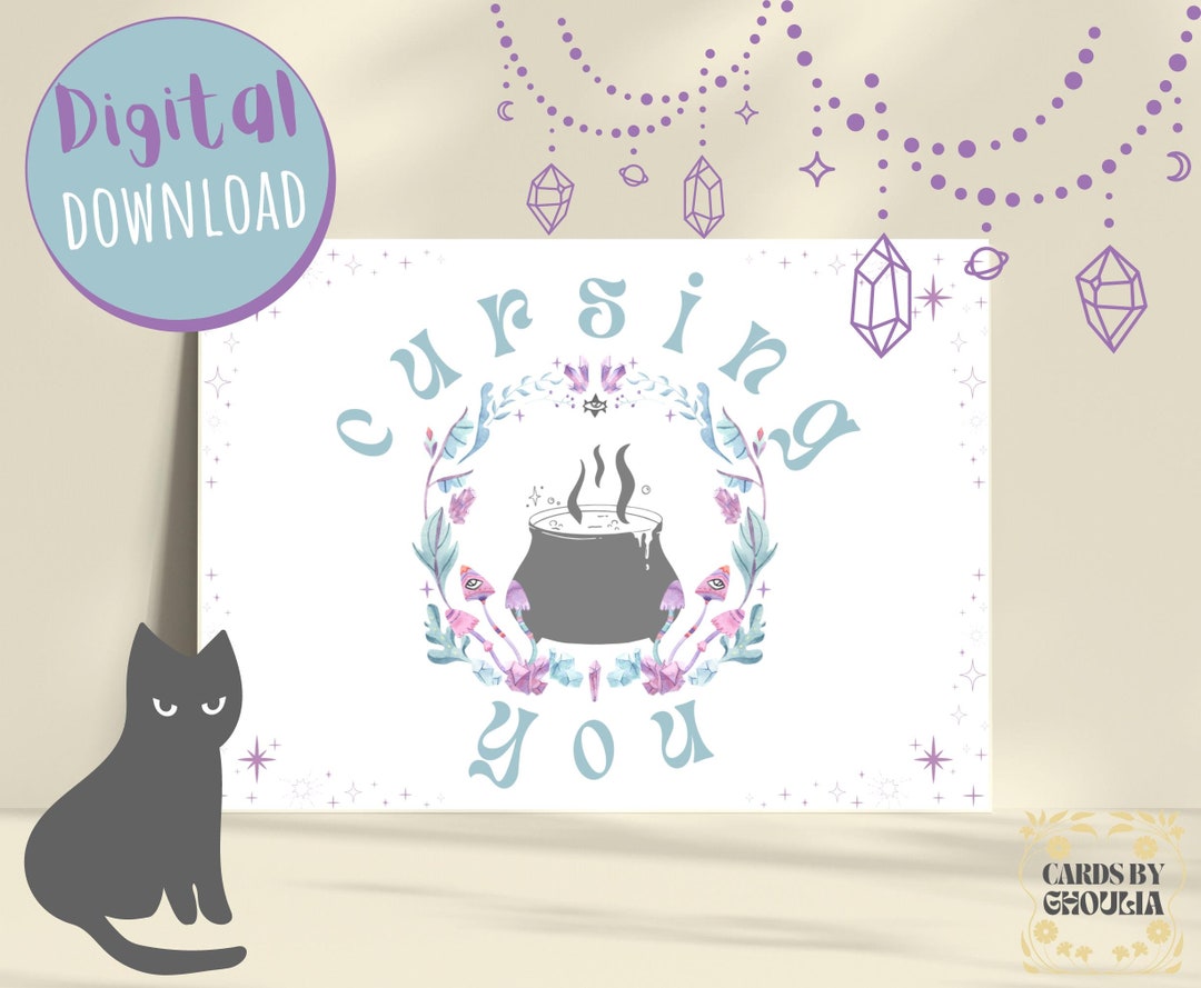 Printable Card, Digital Card for Friend, 5x7 Card, Cursing You, Spooky ...