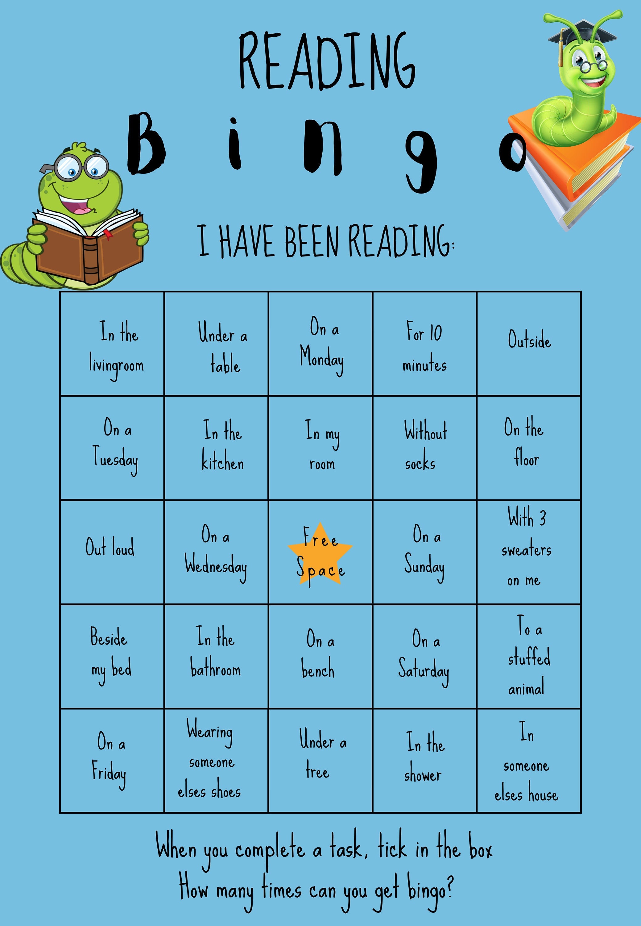 Reading Bingo, INSTANT DOWNLOAD, Reading Challenge Printable for Kids ...