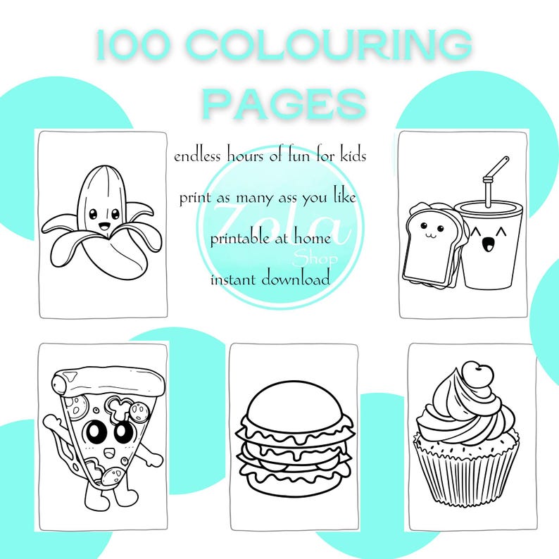 100 Coloring Pages Printable , Colouring Book, Activity Book for Kids ...