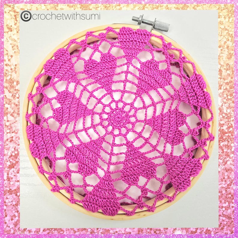 Crochet Heart Doily Written PDF Pattern - Etsy