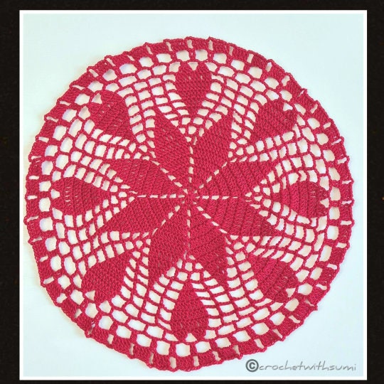 Crochet Heart Doily Written PDF Pattern - Etsy