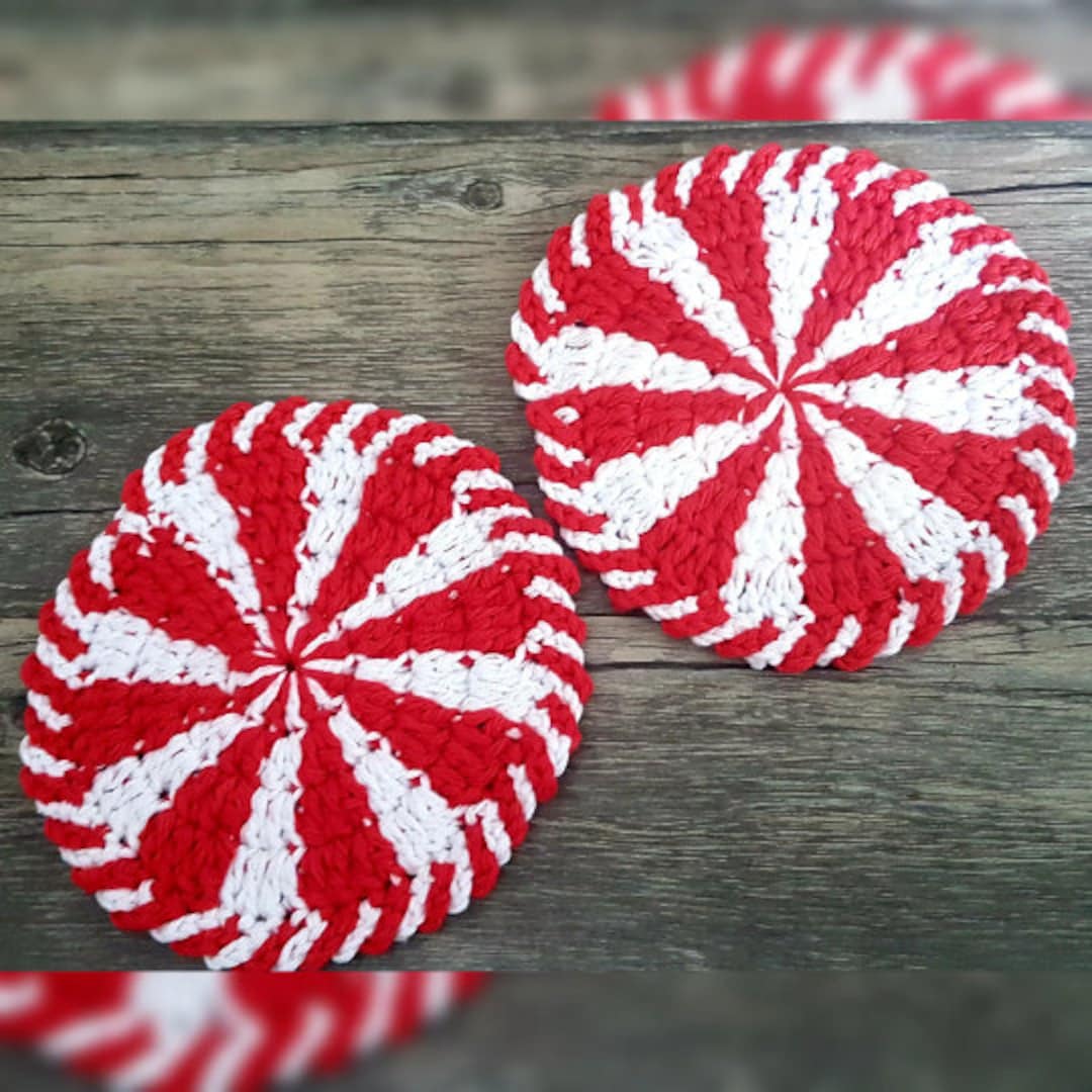 Crochet Peppermint Coaster Written PDF Pattern - Etsy