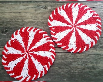CROCHET PATTERN to Make a Christmas Peppermint Candy Pinwheel Coaster ...