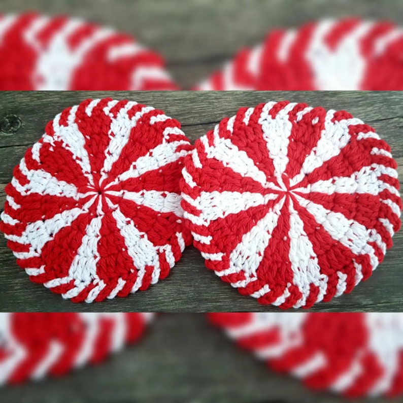 Crochet Peppermint Coaster Written PDF Pattern - Etsy