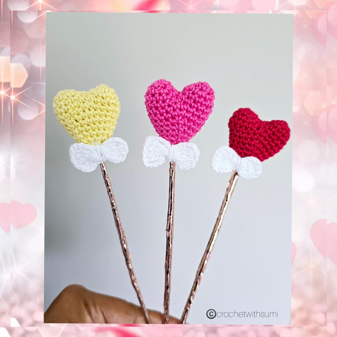 Crochet Heart Stick Written PDF Pattern in English - Etsy
